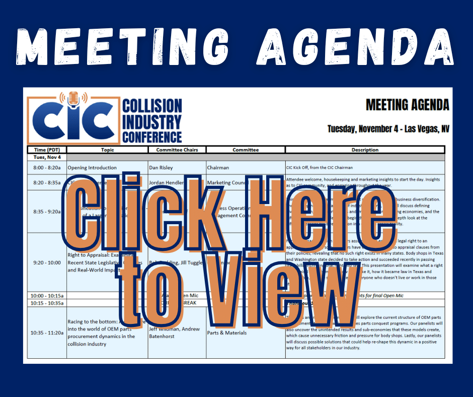 CIC Meeting Agenda (1) | Collision Industry Conference | CIC